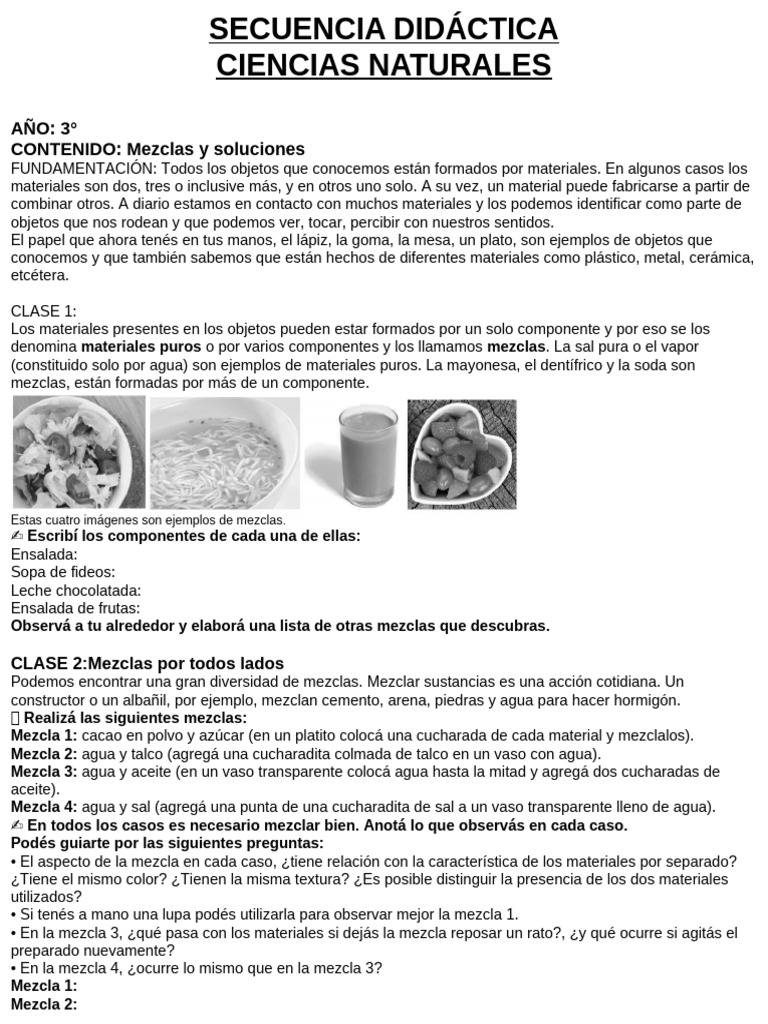 SD CN Mezclas y Soluciones 3ro | PDF | Mezcla | Té