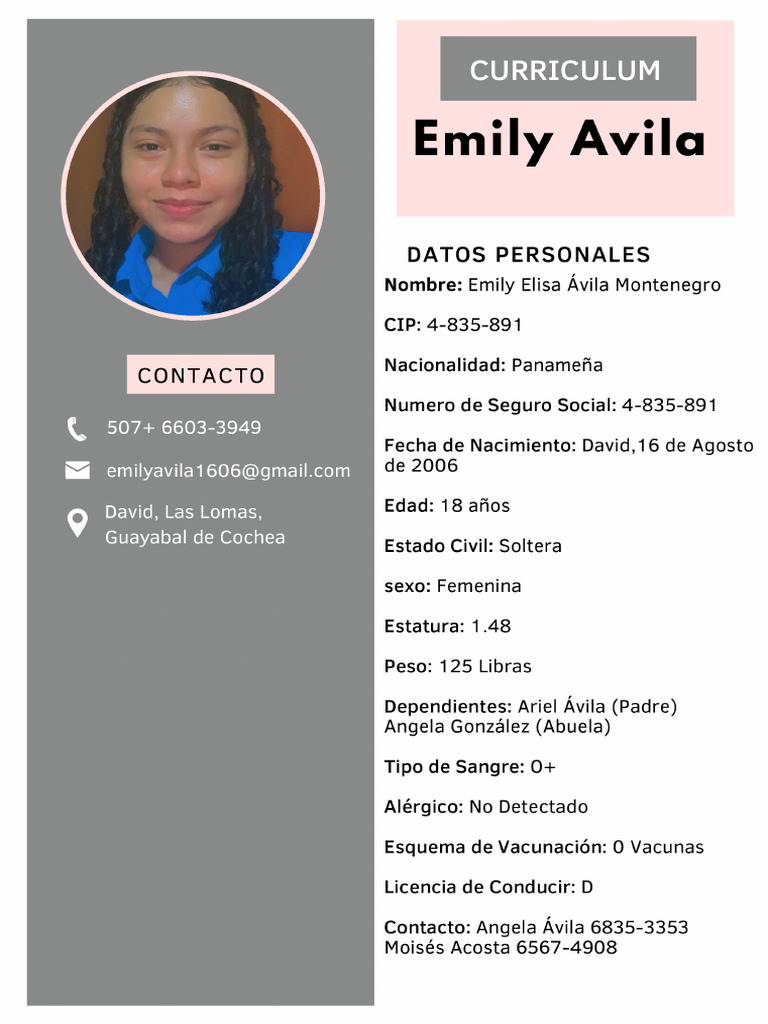 Emily Avila Curriculo | PDF