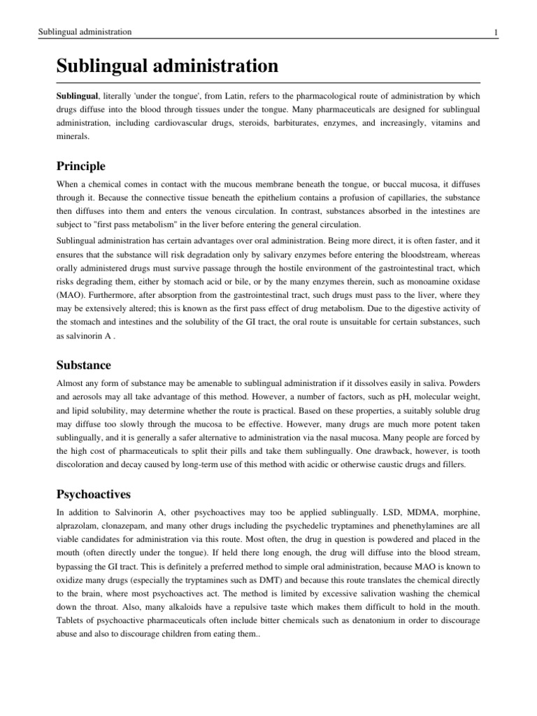 Sub Lingual Administration | PDF | Pharmacology | Pharmaceutical Sciences