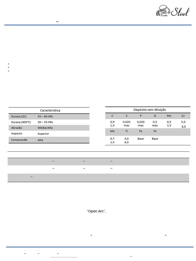 Arame Tubular Steel Tub 600 TiC | PDF | Titânio | Molibdênio
