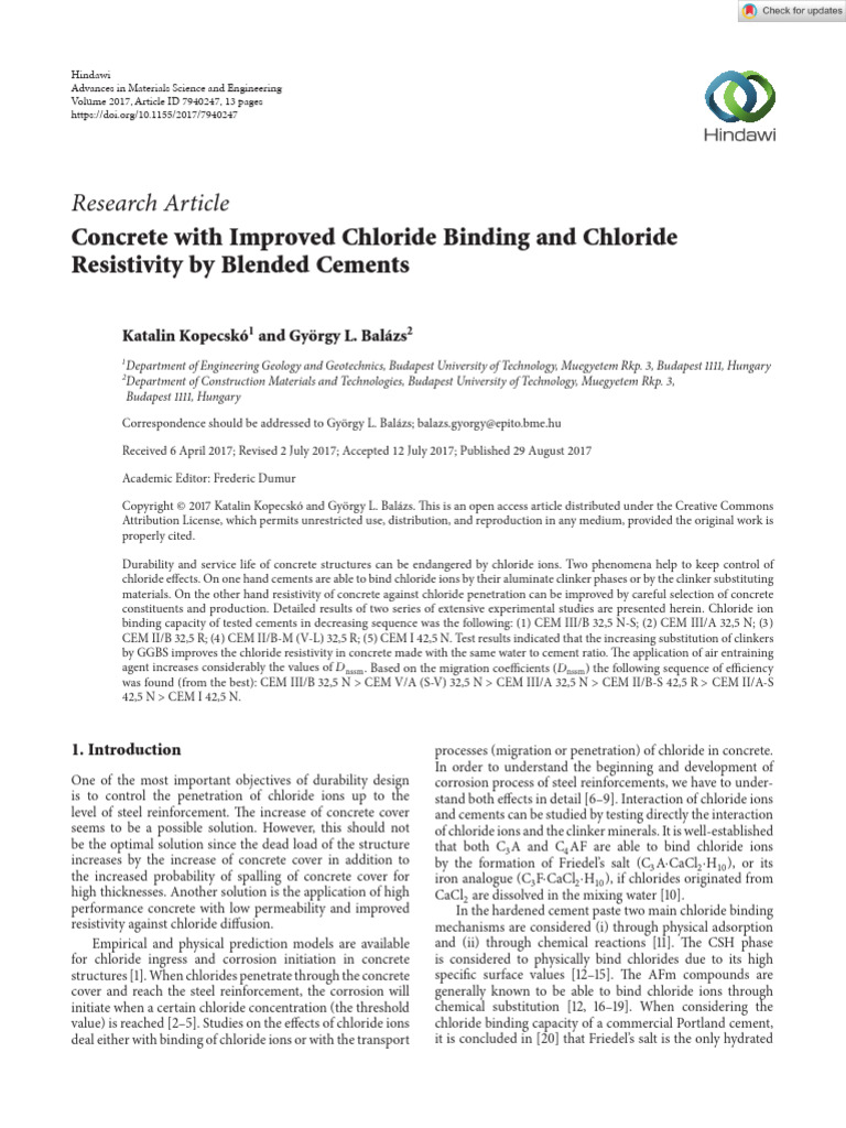 Advances in Materials Science and Engineering - 2017 - Kopecskó - Concrete With Improved ...