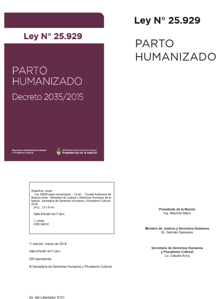 Ley 25929 Parto Humanizado Decreto Web 0 | PDF | Parto | Amamantamiento