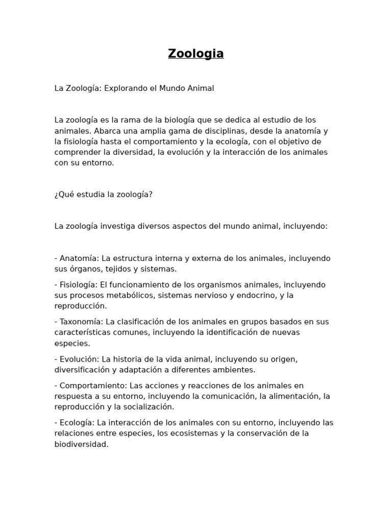 Introducción a la Zoología Animal | PDF | Zoología | Evolución
