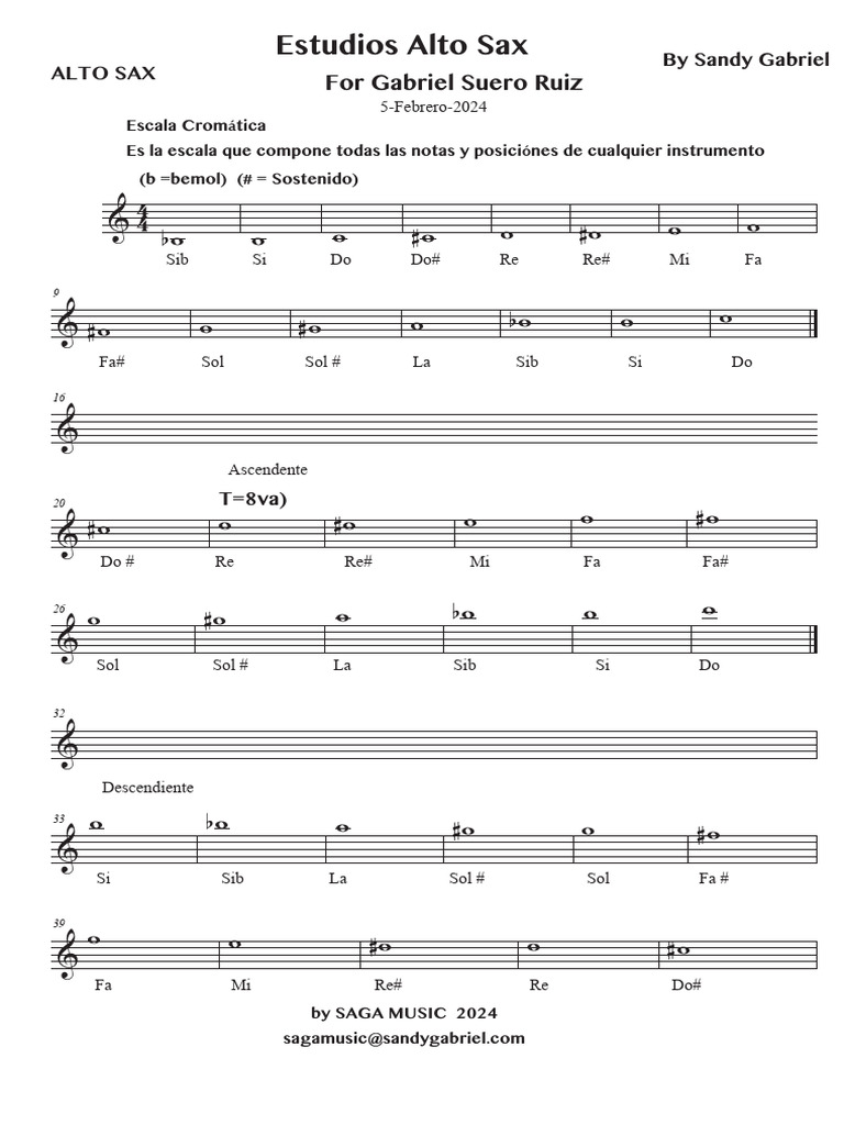 1ra Clase Sax Alto (Gabriel Suero Ruiz) - Score | PDF | Escala (música) | Melodía