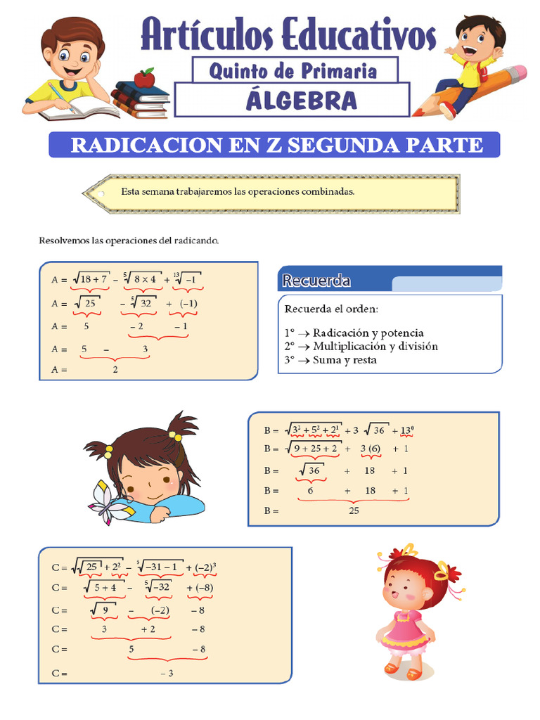 Radicacion en Z Segunda Parte para Quinto de Primaria | PDF