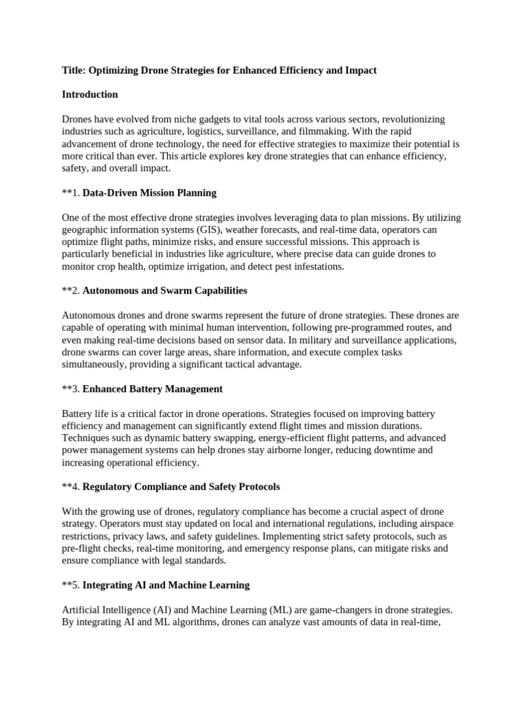 Optimizing Drone Strategies For Enhanced Efficiency and Impact | PDF ... Optimizing Drone Strategies For Enhanced Efficiency and Impact | PDF ...