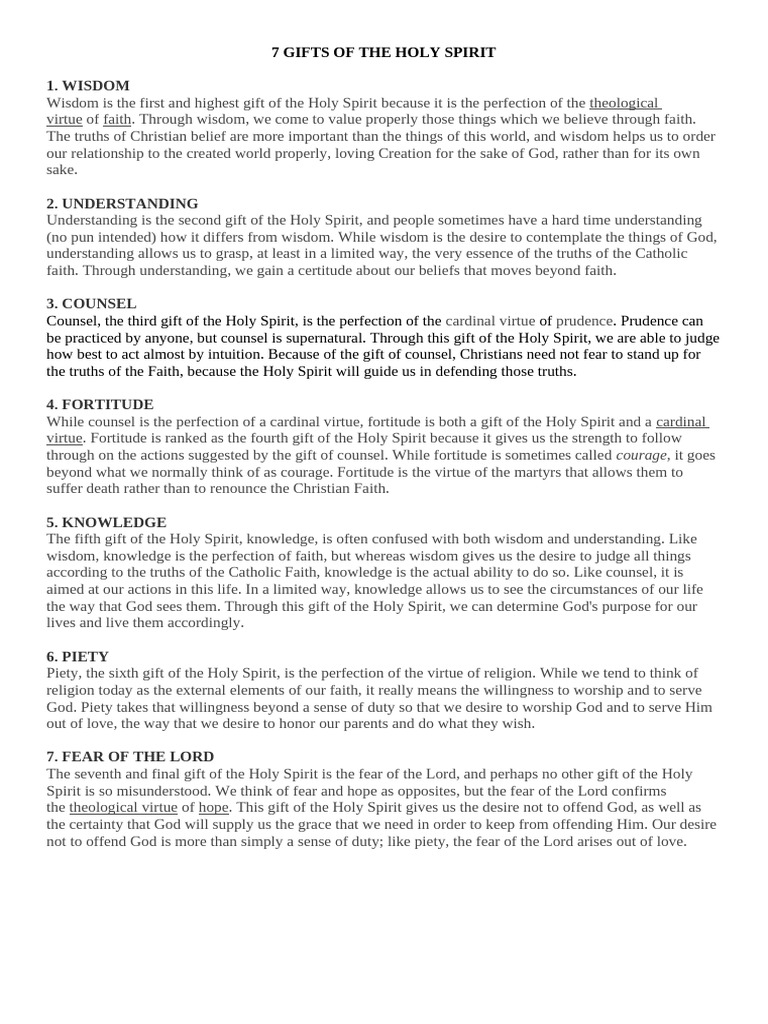 7-GIFTS-OF-THE-HOLY-SPIRIT | PDF | Virtue | Faith