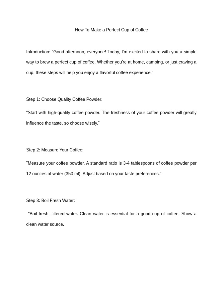 How To Make A Perfect Cup of Coffee | PDF