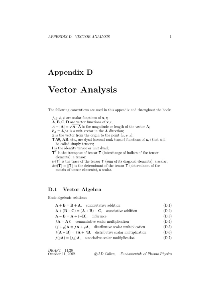 Vector Analysis AppD | PDF | Teaching Methods & Materials | Science ...
