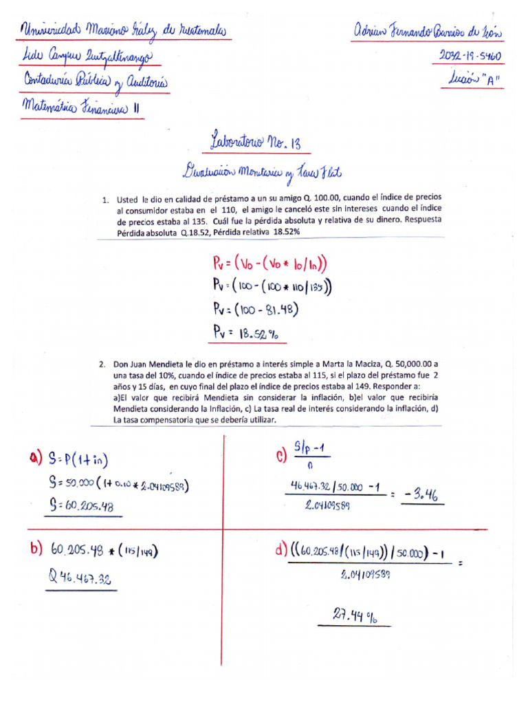 Mate Financiera Ii, Tarea No. 13 | PDF