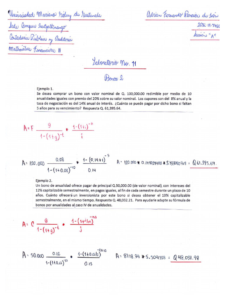 Mate Financiera Ii, Tarea No. 11 | PDF