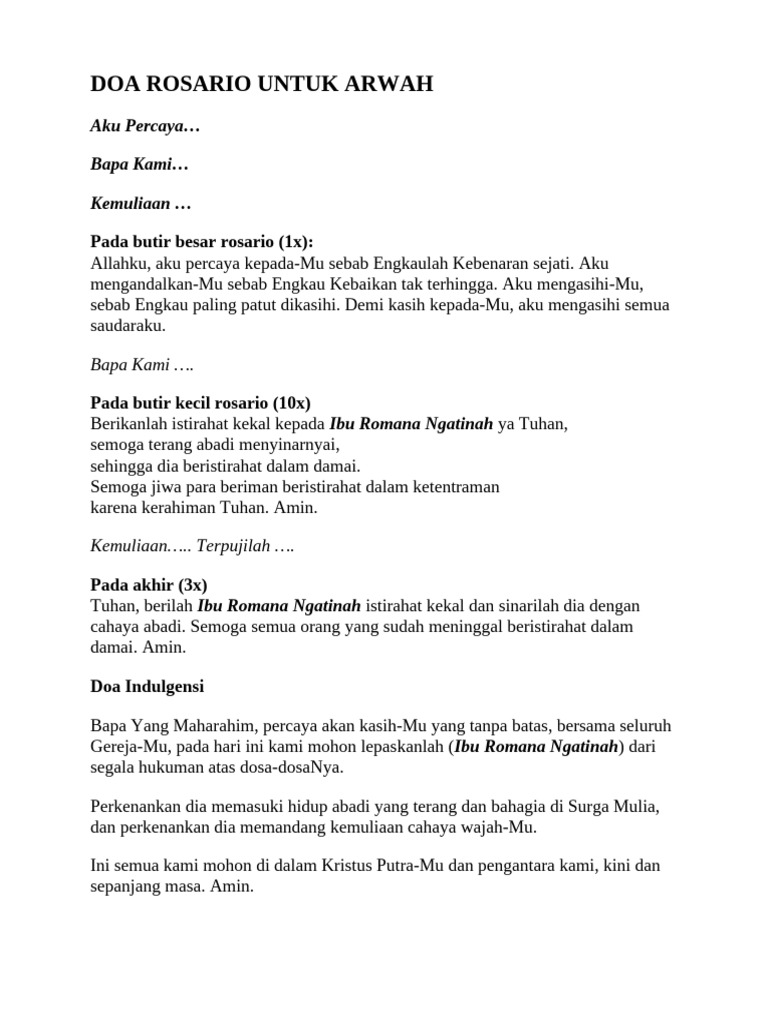 Rosario Untuk Arwah | PDF