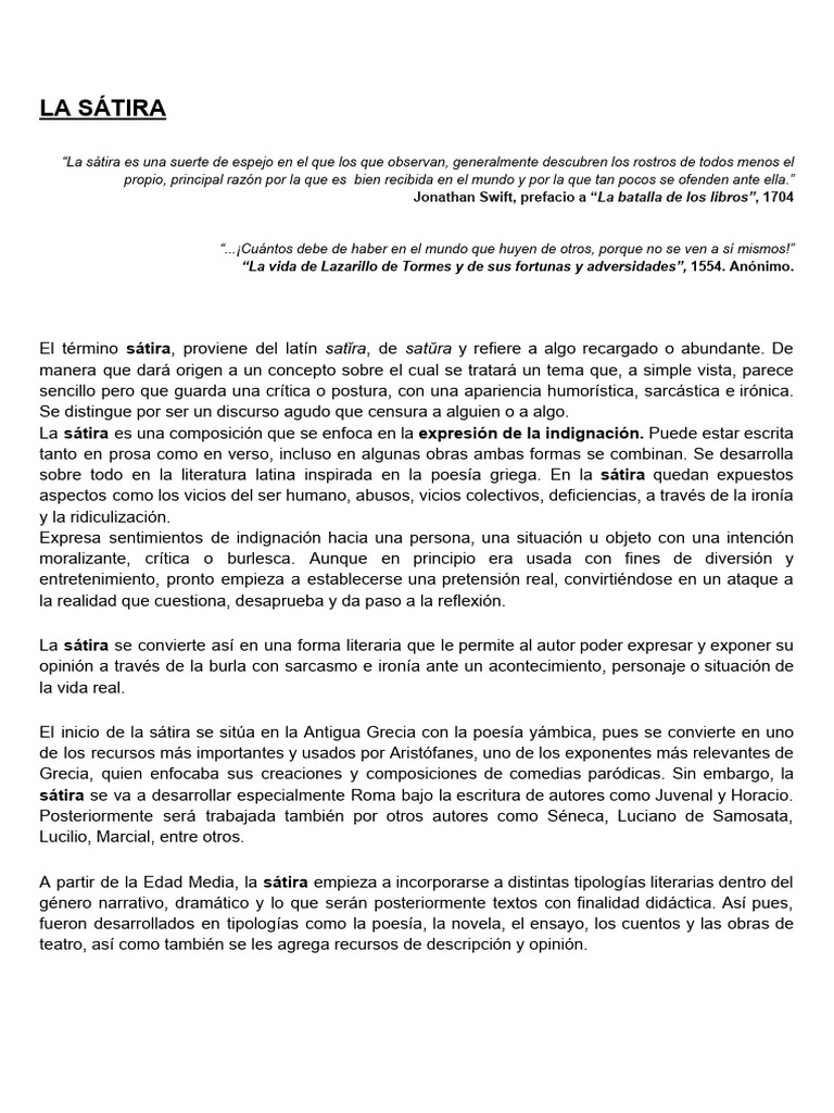 La Sátira | PDF | Sátira