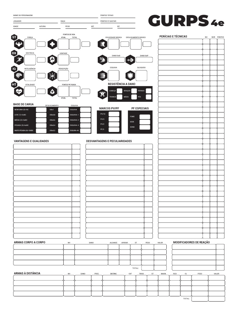 GURPS 4e Ficha de Personagem by Werban Freitas V01 | PDF
