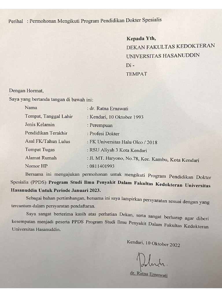 Surat Permohonan ke Dekan | PDF