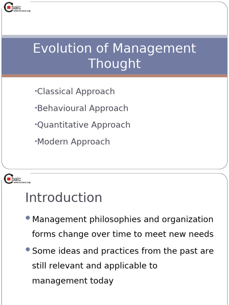 Evolution of Management Thought | PDF | System | Information