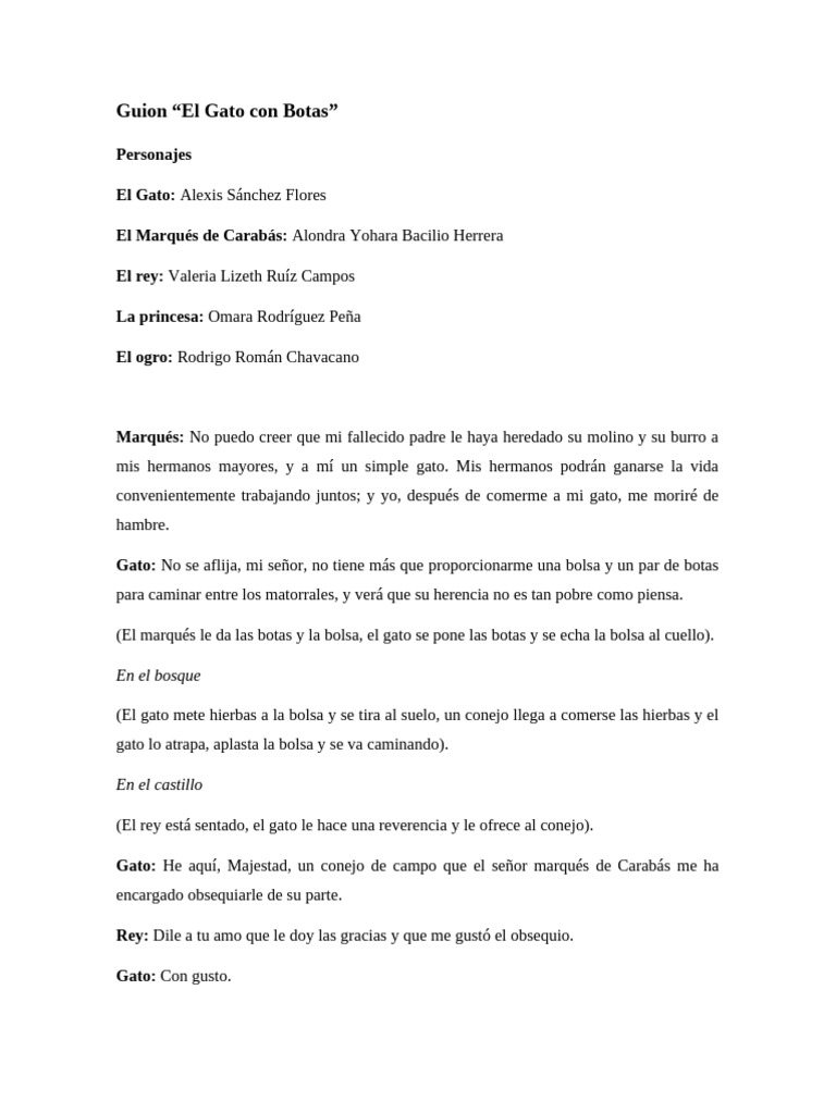 Guion Gato Con Botas | PDF