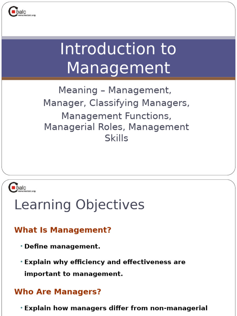 Introduction to Management Concepts | PDF | Goal | Economies