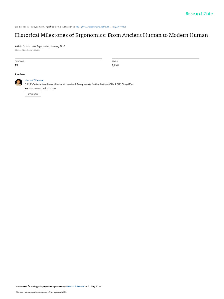 Historical Milestones of Ergonomics From Ancient H | PDF | Human ...