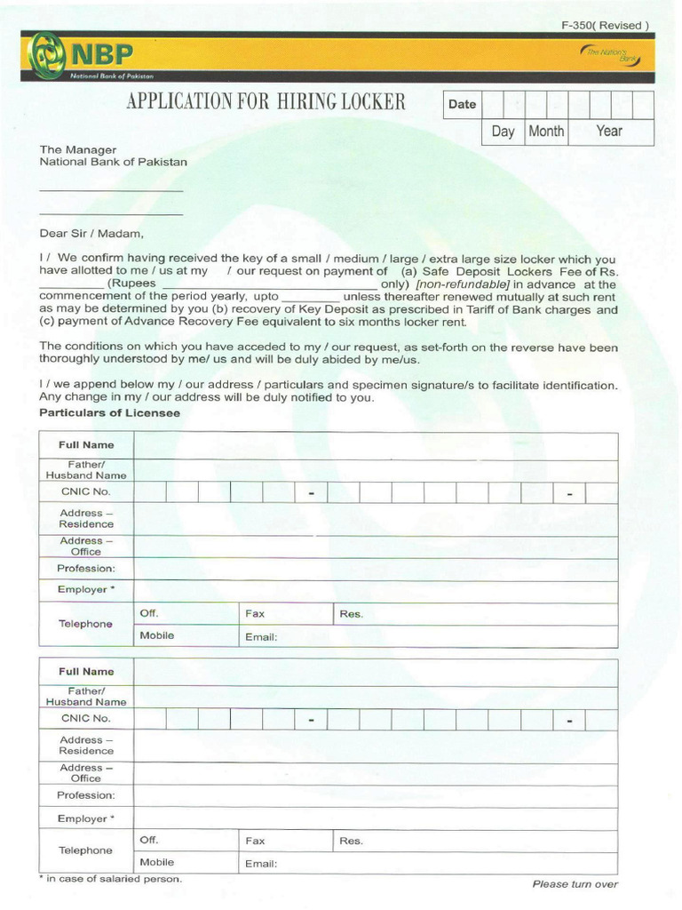 Application For Hiring Locker | PDF