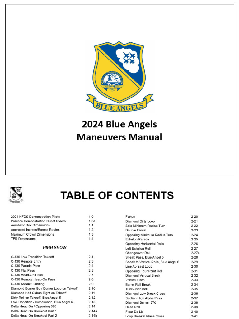 Blue Angel Maneuver Manual 2024 | PDF | Takeoff | Aircraft