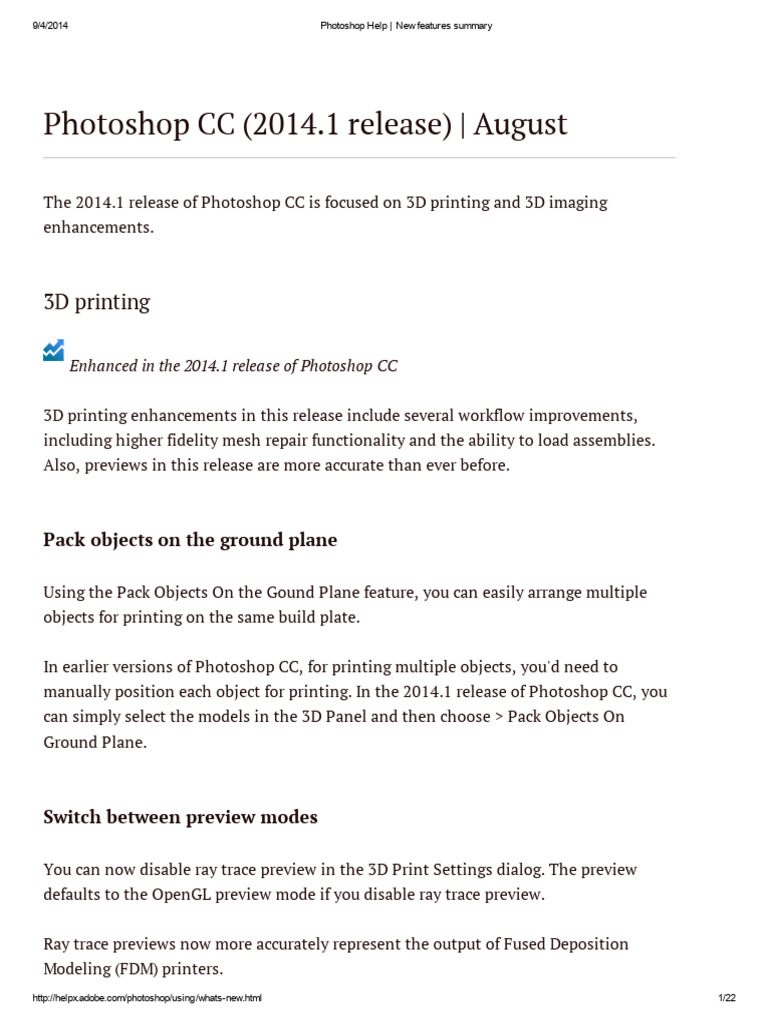 Photoshop Help - New Features Summary | PDF | Adobe Photoshop | 3 D ...