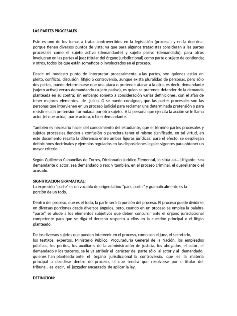Las Partes Procesales | PDF | Ley procesal | Jurisdicción