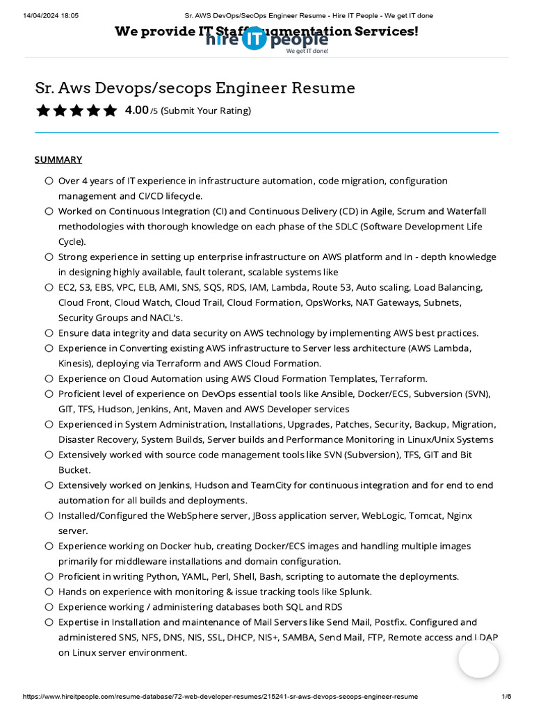 AWS DevOps Engineer Expertise | PDF | Amazon Web Services | Cloud Computing