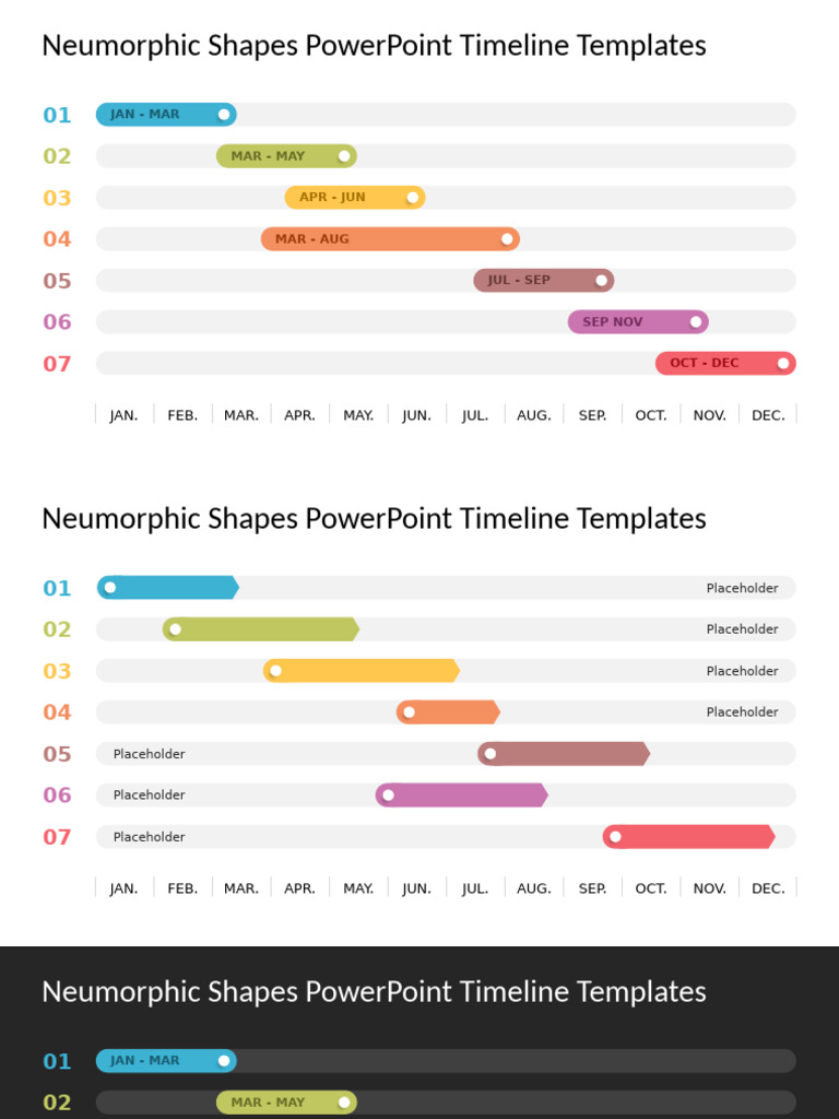 01 Neumorphic Shapes Powerpoint Timeline Templates 16x9 1 | PDF