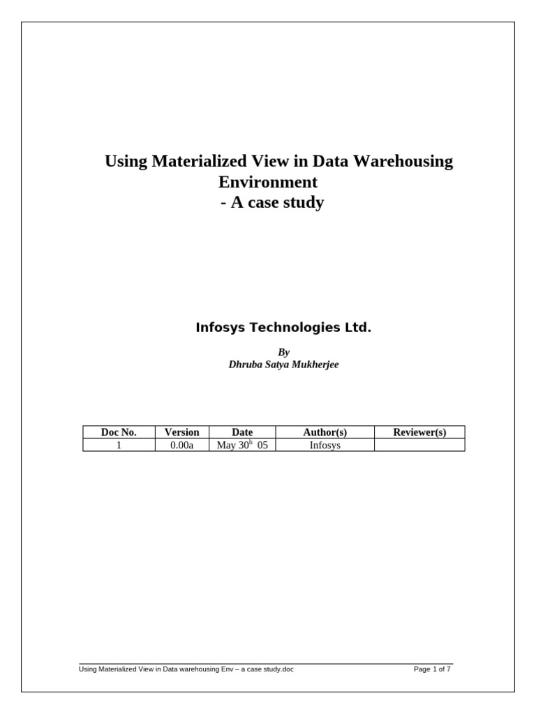 Using Materialized View in Data Warehousing Environment | PDF | Data Management Software | Data