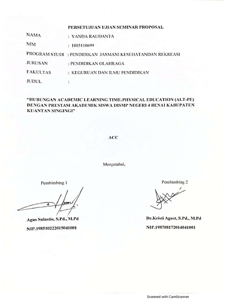 Persetujuan Sempro Yanda | PDF