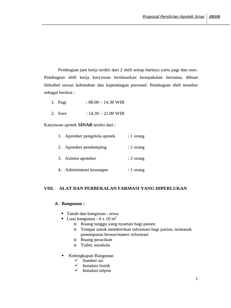 Perhitungan Pendirian Apotek Baru | PDF