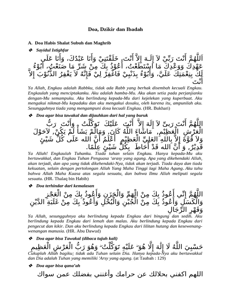 Doa Dan Dzikir | PDF