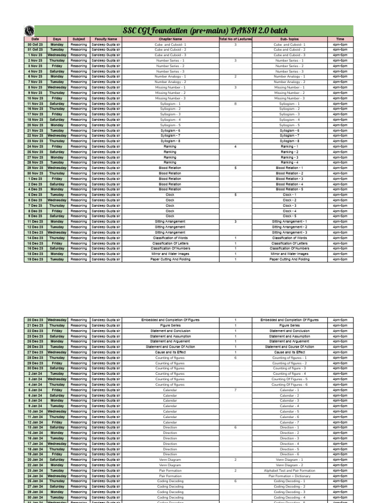 Reasoning Lecture Planner PDF Only PDF Code