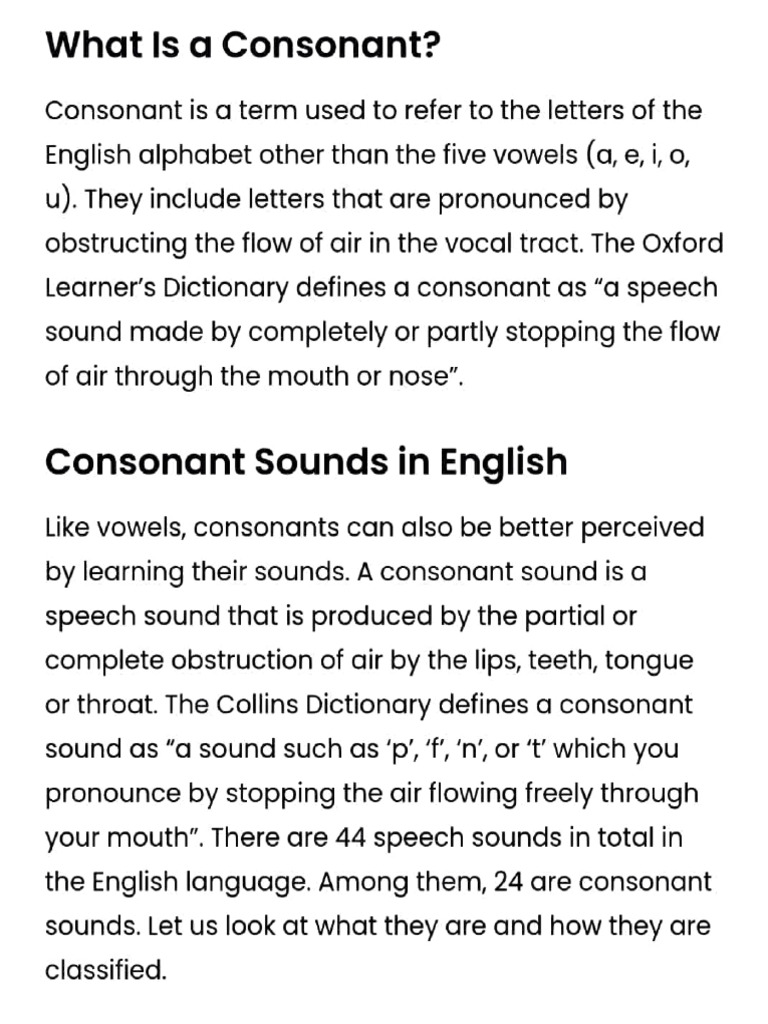 Consonants | PDF | Human Voice | Phonetics