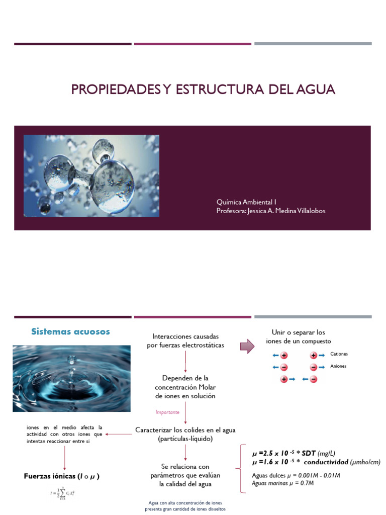 Propiedades y Estructura Del Agua | PDF | Agua | Enlace iónico Propiedades y Estructura Del Agua | PDF | Agua | Enlace iónico