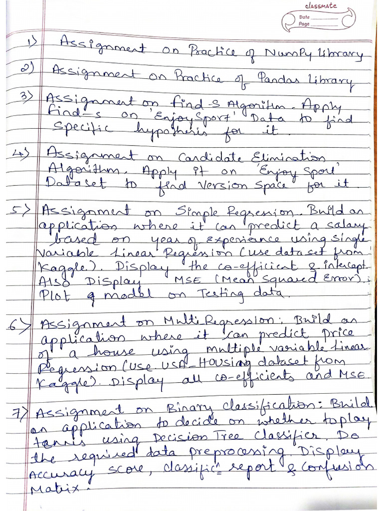 ML Assignment List For Journal | PDF ML Assignment List For Journal | PDF