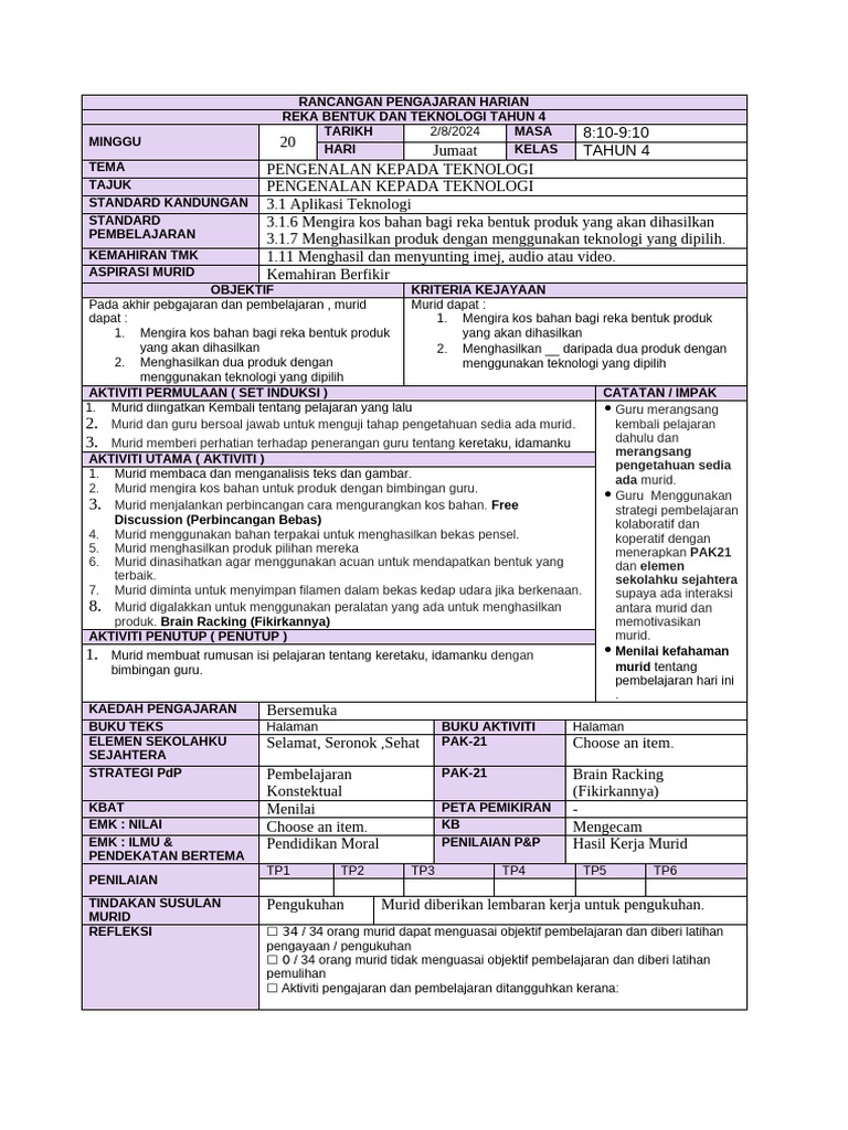 RBT Tahun 4 Minggu 20 | PDF | Seni