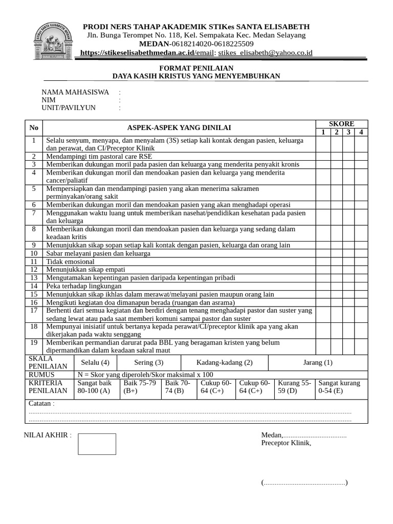 Format Penilaian | PDF