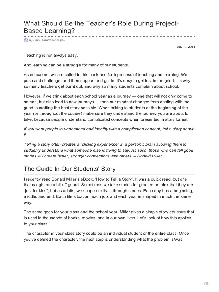 What Should Be The Teachers Role During Project-Based Learning | PDF | Project Based Learning ...