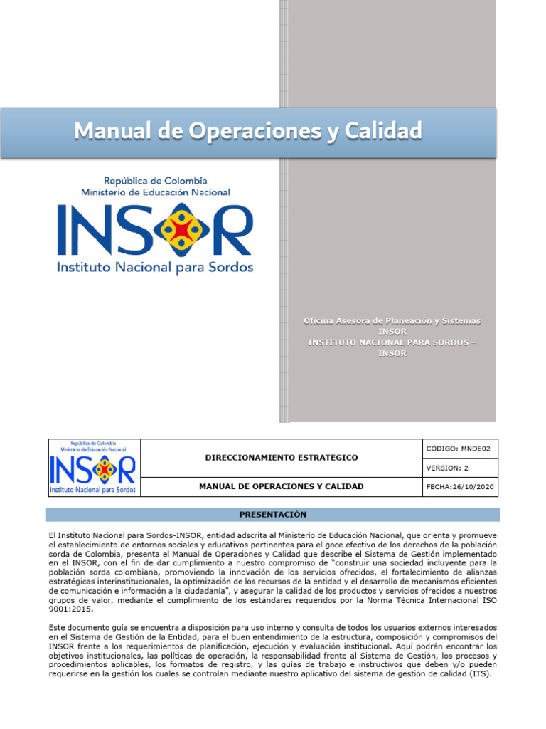 Manual de Operaciones y Calidad V2 | PDF | Calidad (comercial ... Manual de Operaciones y Calidad V2 | PDF | Calidad (comercial ...
