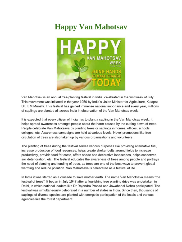 Significance of Van Mahotsav Celebration | PDF