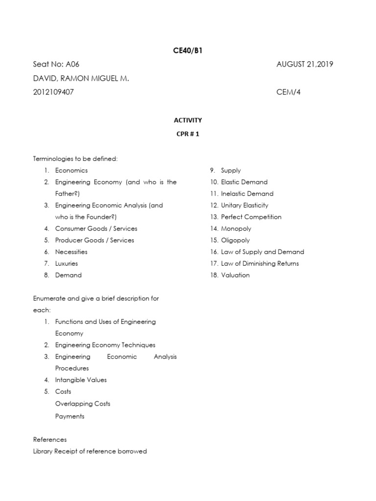 Mapua CE40-CPR1pdf | PDF | Demand | Elasticity (Economics)