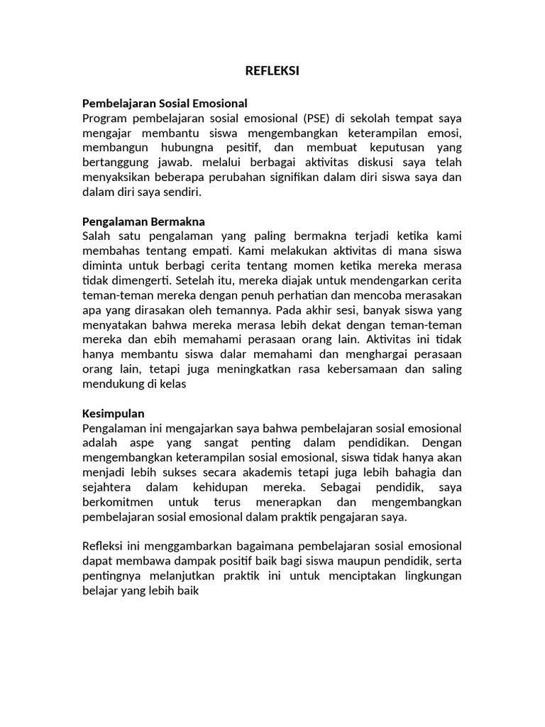 Refleksi Pengalaman Bermakna | PDF