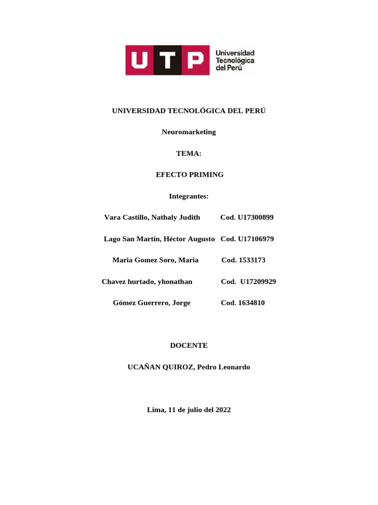 Efecto Priming en Neuromarketing | PDF | Percepción | Cebado (psicología)