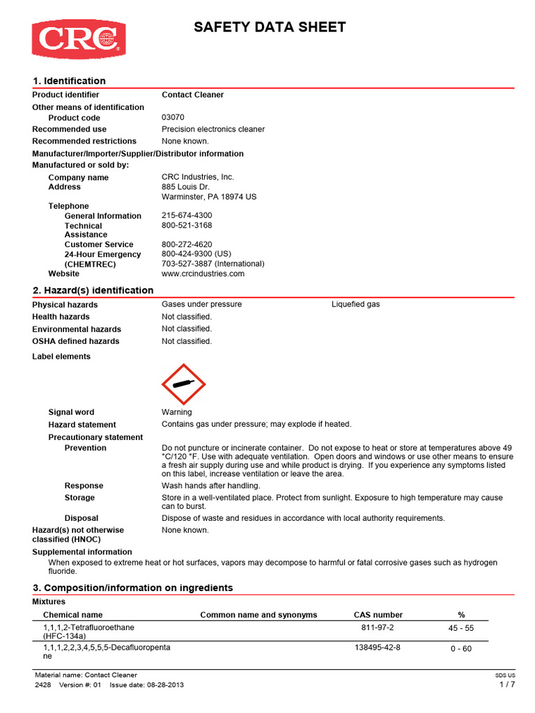 .Trashed 1725751992 CRC Contact Cleaner | PDF | Dangerous Goods ...