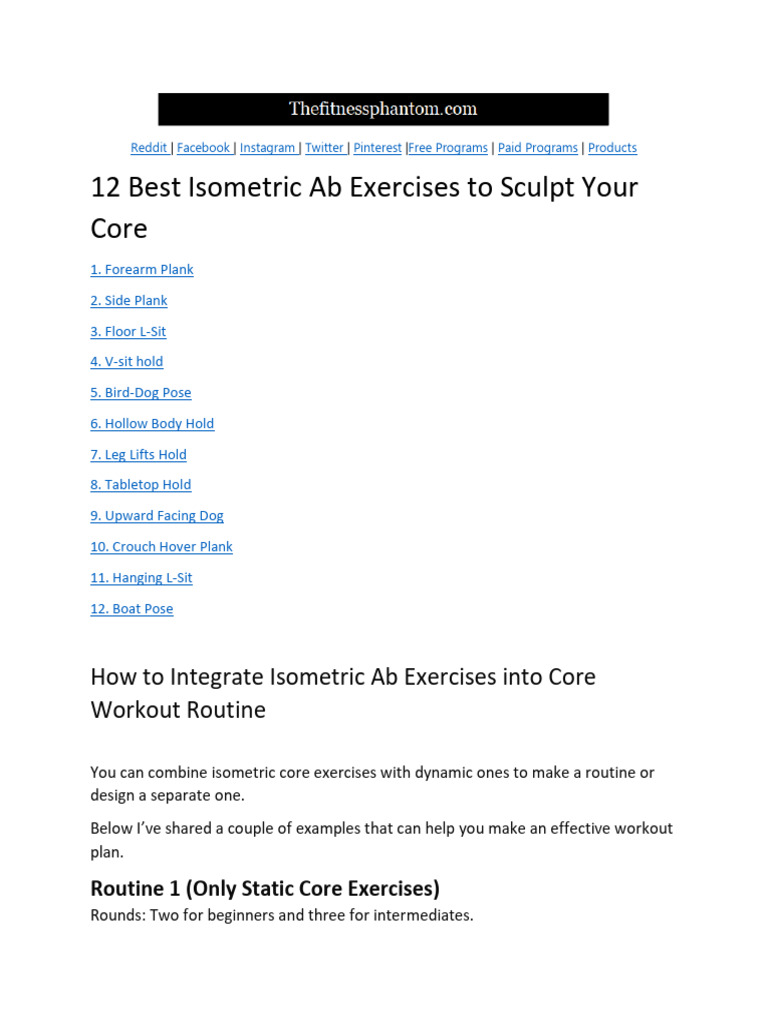 Isometric Exercises For Abs | PDF