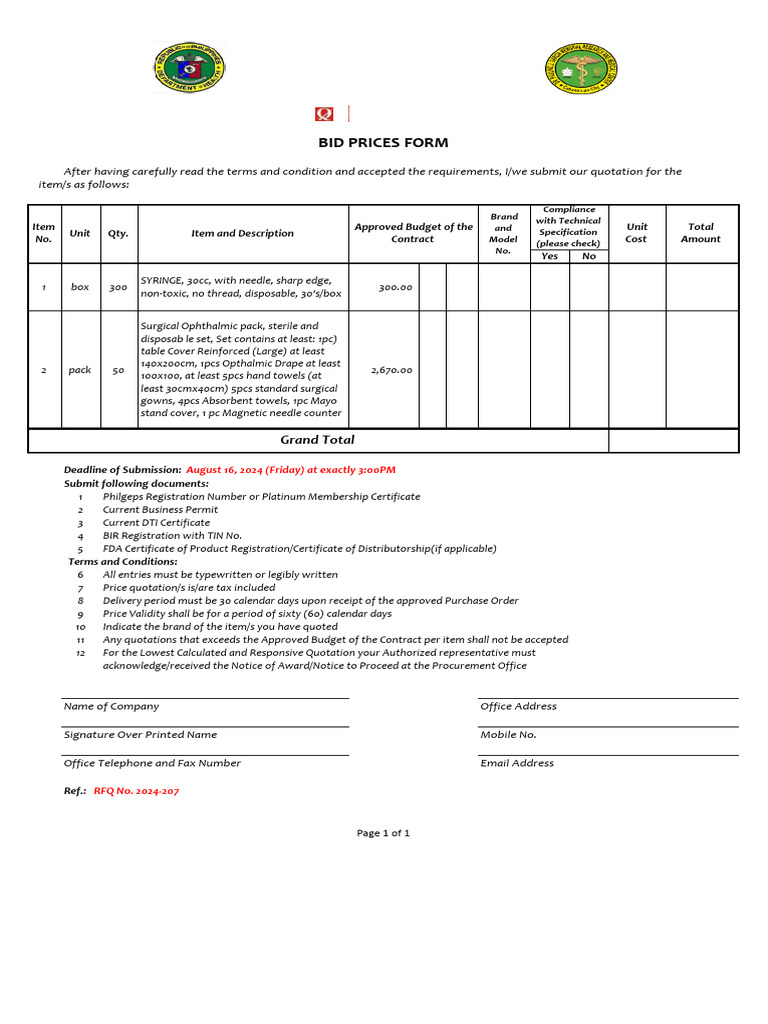 Bid Form | PDF