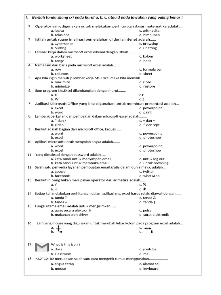 Soal Tik KLS 5 | PDF