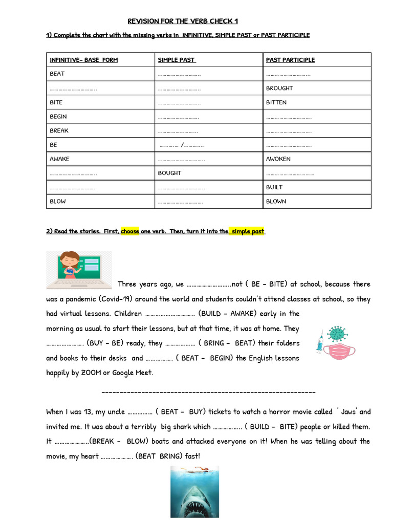 REVISION FOR THE VERB CHECK 1 24 | PDF | Verb | Grammatical Tense